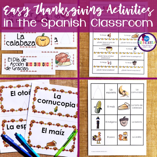 Easy Thanksgiving Activities in the Spanish Classroom | Miss Señorita