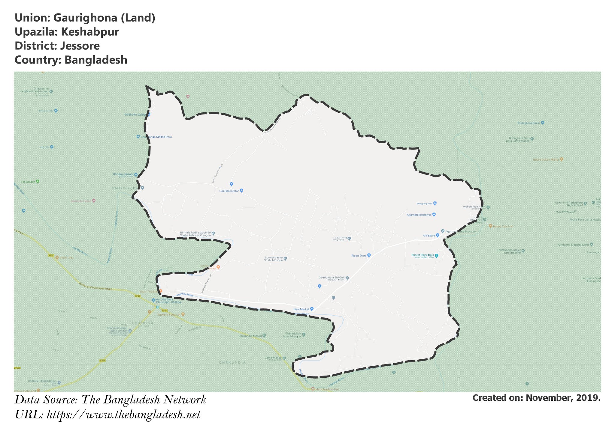 Gaurighona Union, Jessore