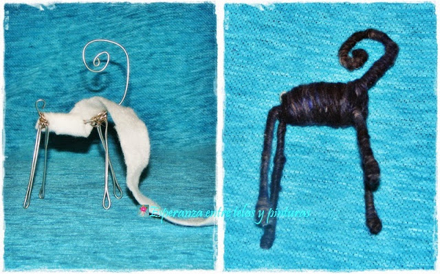 Esperanza entre telas y pinturas: Tutorial: Gato en alambre y lana