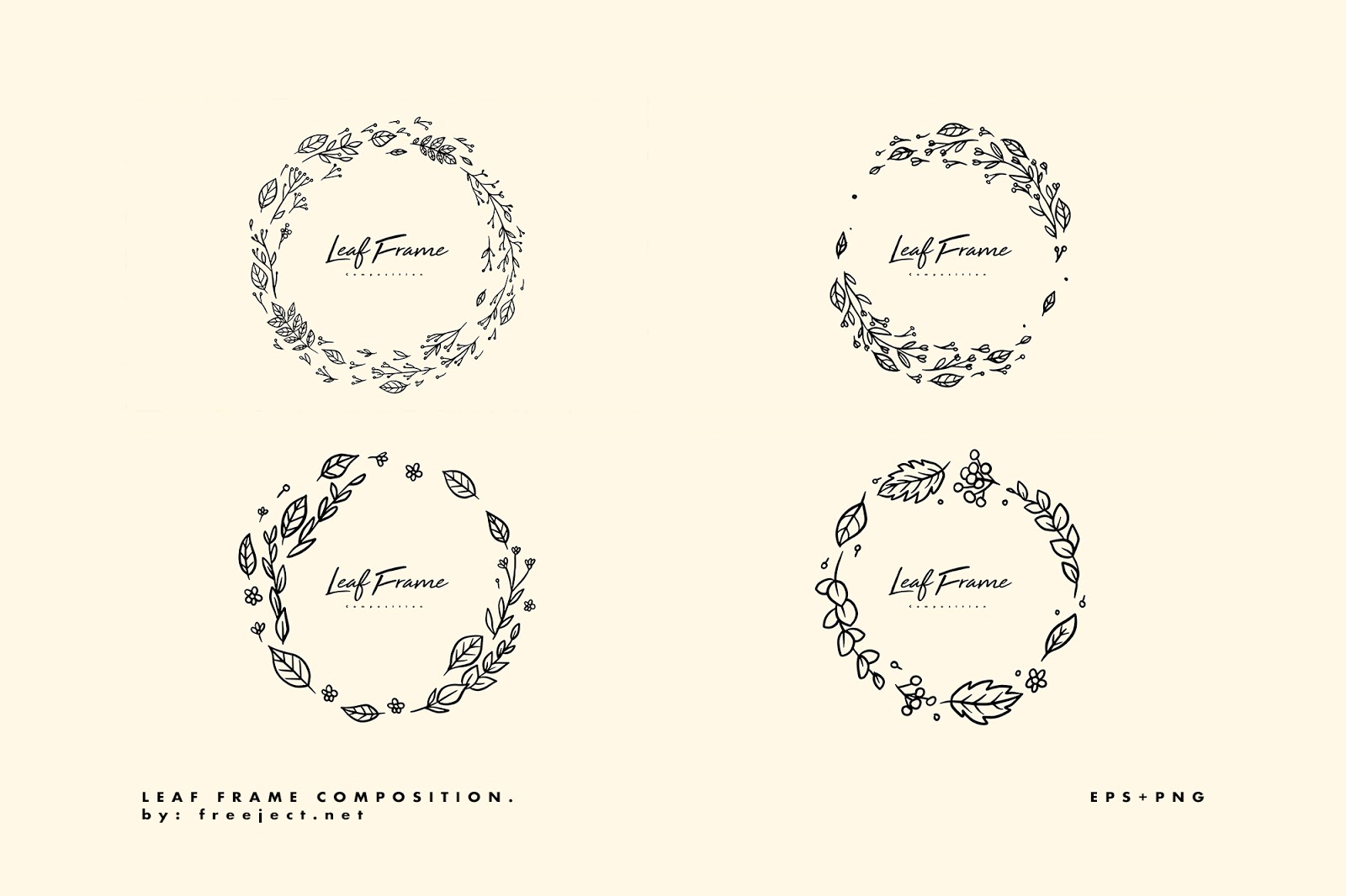 Free Downoad Vector Leaf Frame Composition - EPS File