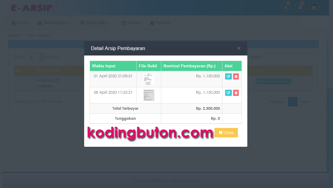 Source Code Aplikasi Arsip Digital (E-Arsip), Untuk Perbendaharaan Keuangan