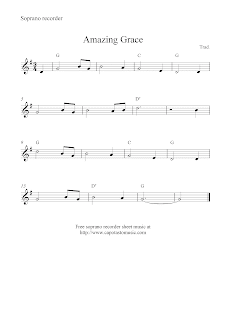 Easy Sheet Music For Beginners: Amazing Grace, free soprano recorder ...