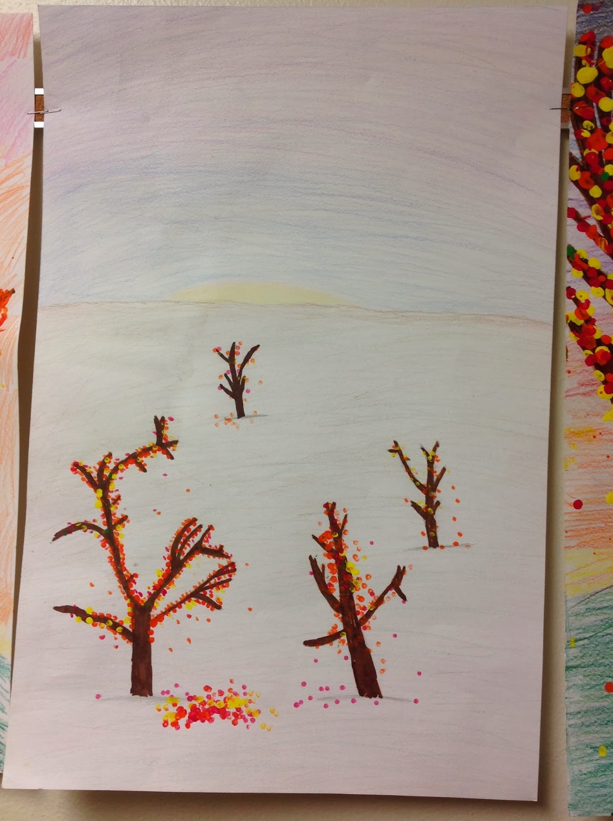 The Artsy Fartsy Art Room: 6th Grade Fall "Pointillism" Trees