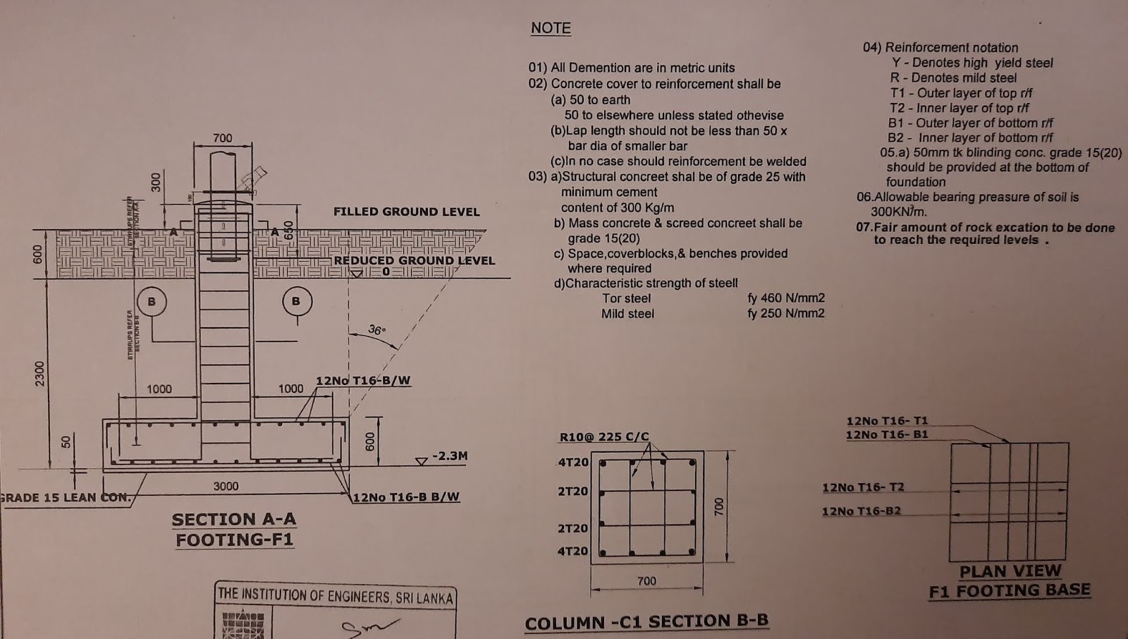 SAMPLE FOUNDATION DETAIL OF A STEEL TELECOMMUNICATION TOWER WITH 3 LEGS
