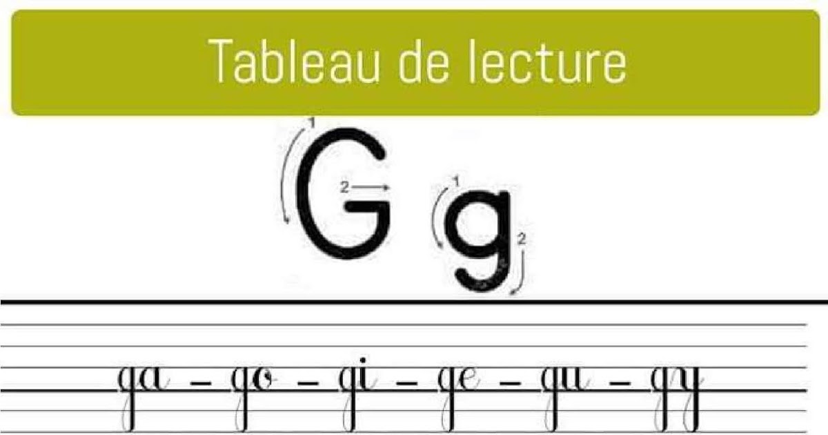 Tableu de Lecture Cursive /G/ - مدونة معلمي