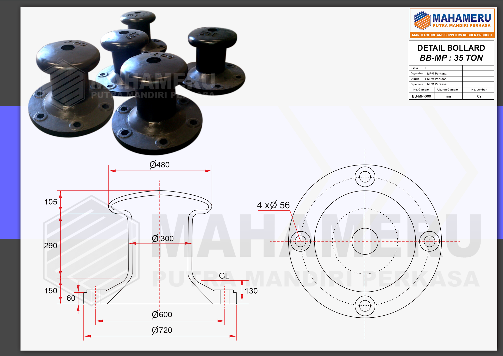 Bitt Bollard - Bitt Bollard Dermaga - Bitt Harbour Bollard - Straight ...