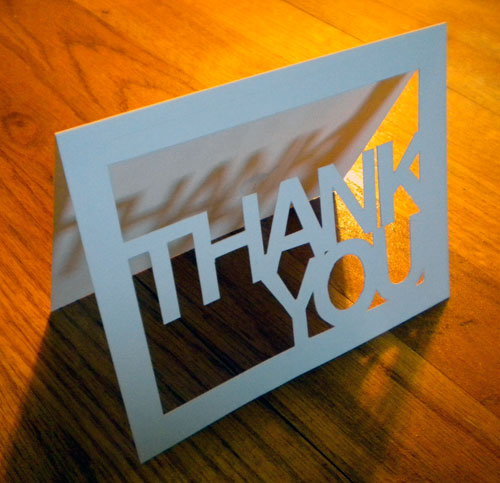 onehump designs: Cutout Thank You Card