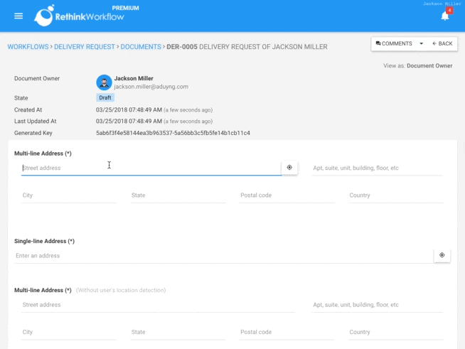 Rethink Workflow Support: Address Control