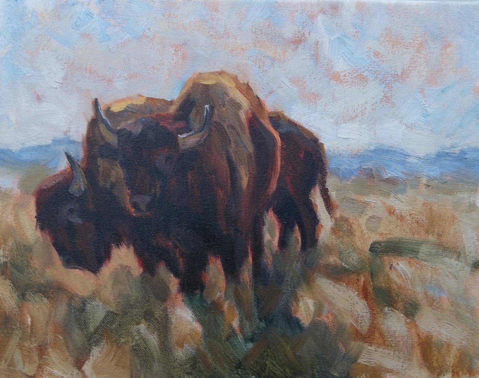 Daily Painters Of Colorado: "Two Year Old Bison Bulls" Original Bison ...