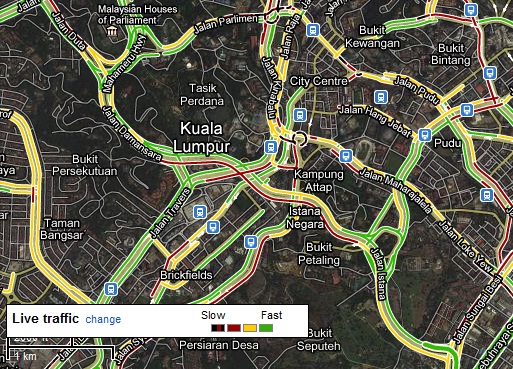 hail, it's me.: Google Map with traffic update for Kuala Lumpur