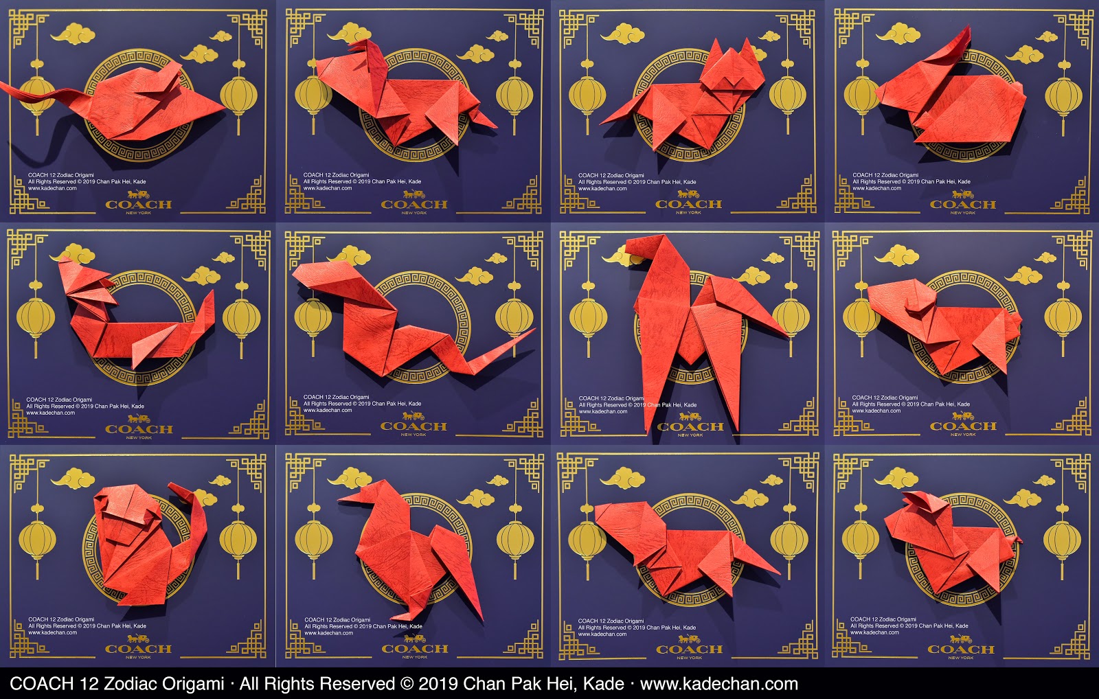 Kade Chan Origami Blog 香港摺紙工作室 (日誌): COACH 12 Zodiac Origami 十二生肖摺紙