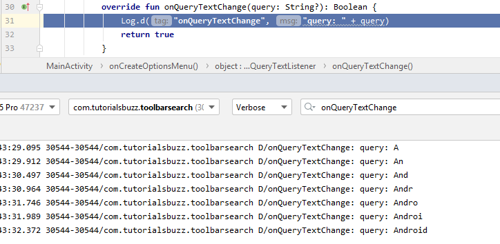 Tutorialsbuzz Android Adding Searchview To Actionbar