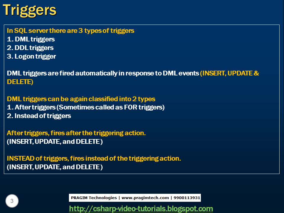 Sql Server Net And C Video Tutorial Part 46 Instead Of Update Trigger