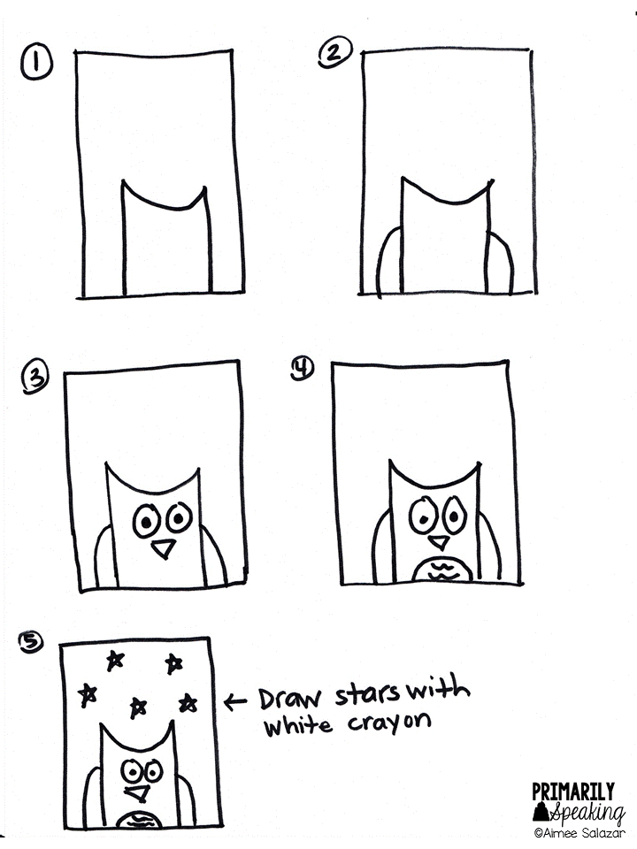 Owls at Night {A Directed Drawing} | Primarily Speaking