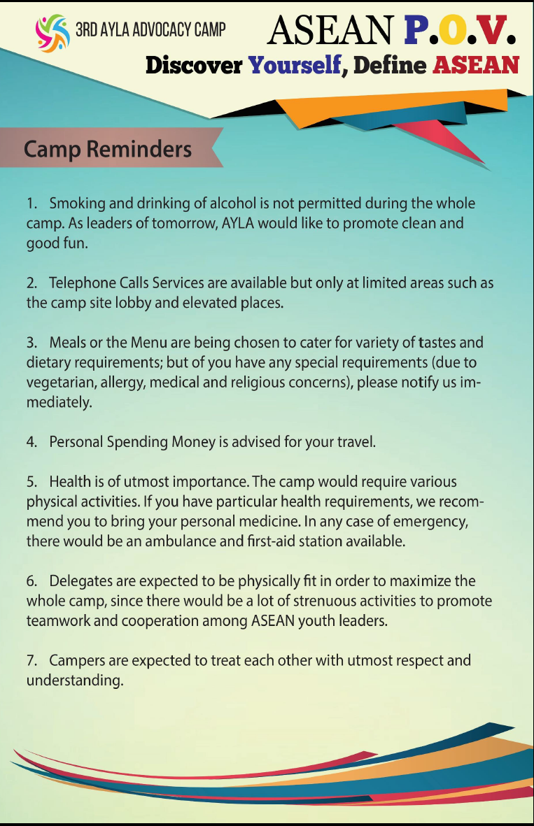 Camp Reminders | AYLA Advocacy Camp