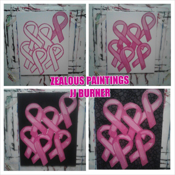 Artist JJ Burner: PAINTING BREAST CANCER RIBBONS