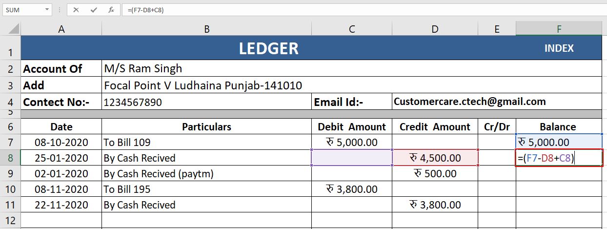 How to create ledger in Microsoft excel माइक्रोसॉफ्ट एक्सेल में लेजर ...
