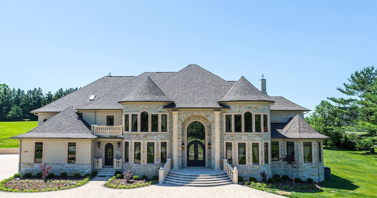 15,000 Square Foot Colonial-Style Stone and Brick Mansion In Highland ...