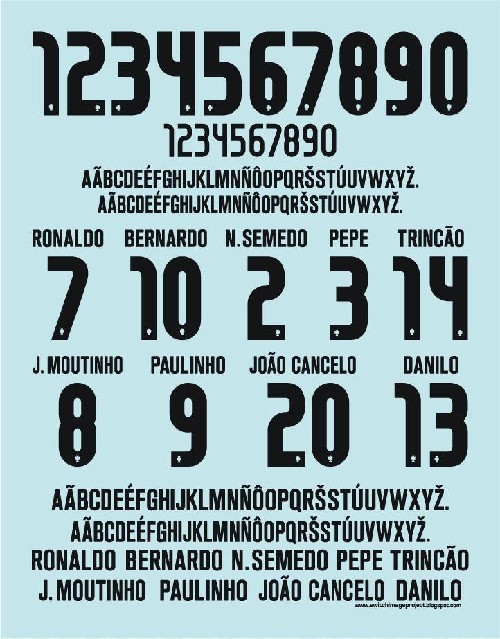 Football teams shirt and kits fan: Portugal EURO 2020 Font