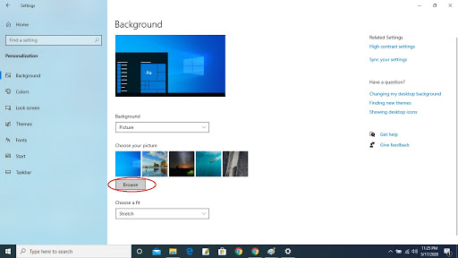 How to change my desktop background in windows 10