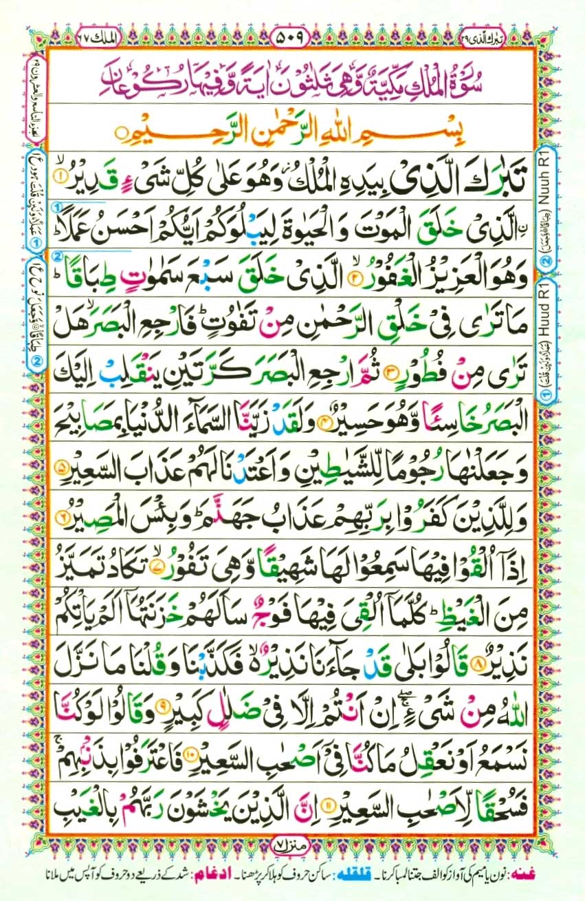 Holy Quran with Colour Code Chapter 29 কালারফুল আল কোরআন পারা-২৯ ...