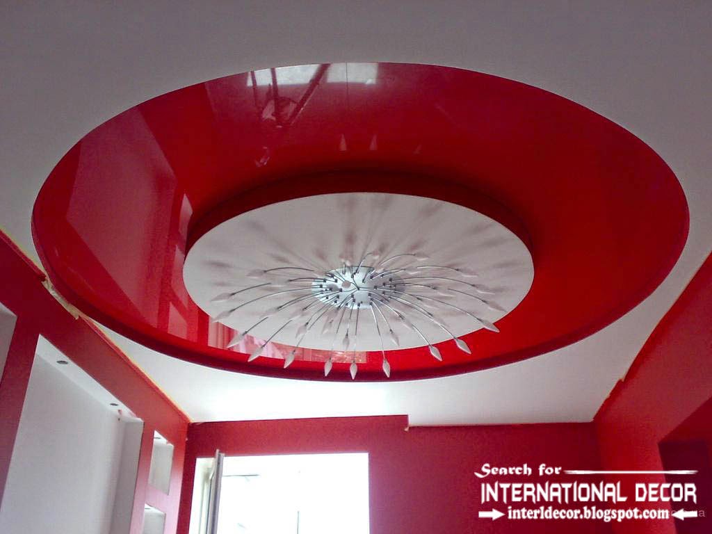 Stretch ceilings in the interior of modern apartment