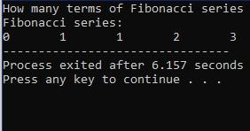 C++ Program to print Fibonacci Series