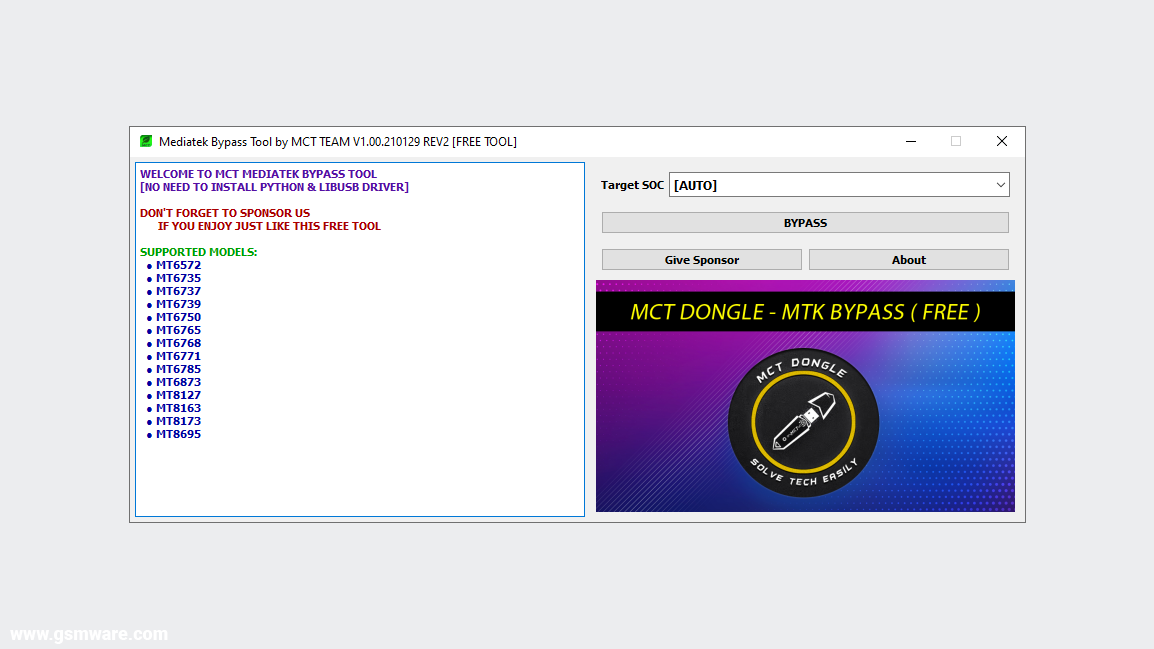 MCT MediaTek Bypass Tool V1.00.210226 REV4 Official Setup - GSMWARE