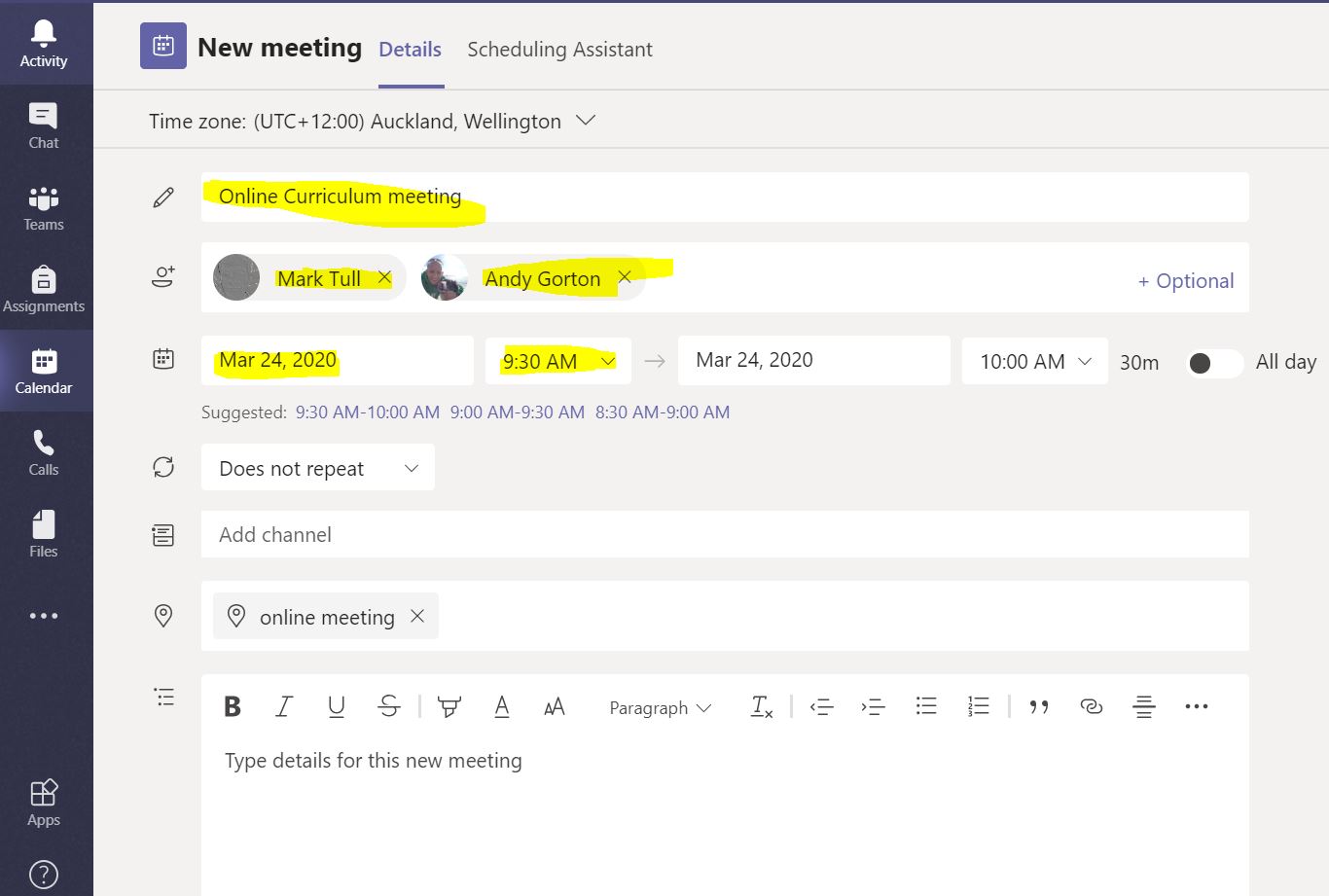 Scheduling or creating instant video calls in Teams Chat for small ...