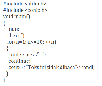 Dasar Pemrograman Komputer: Contoh pernyataan goto. break, dan continue dalam perulangan