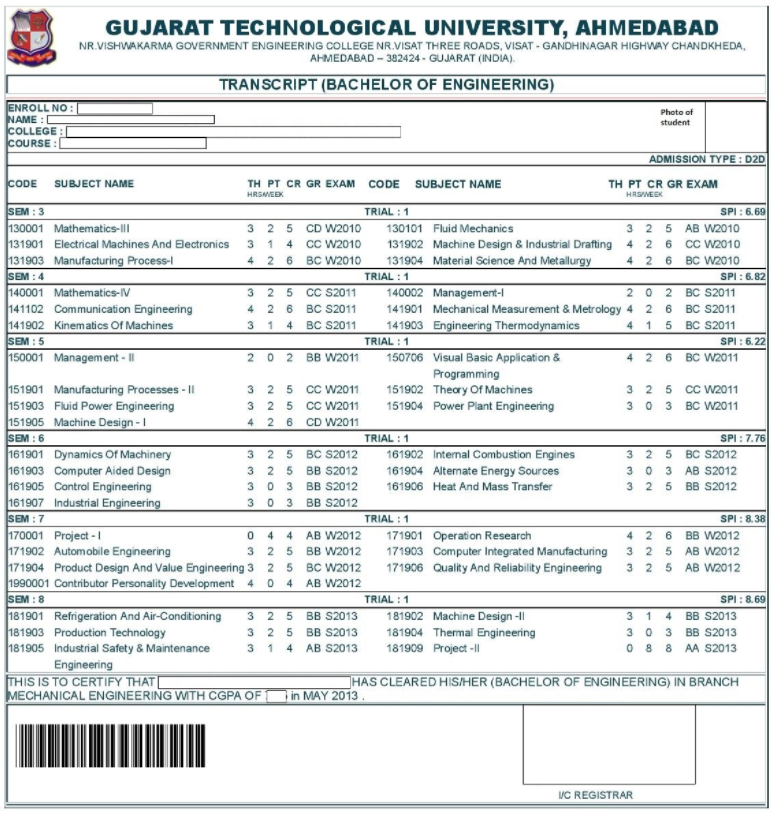 WES - ECA process for Gujarat Technological University. IRCC requirement