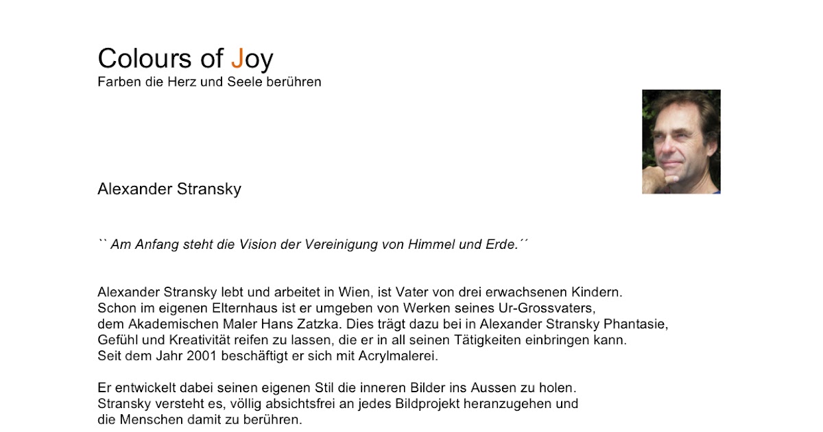 LadenKonzept: Alexander Stransky - Colours of Joy