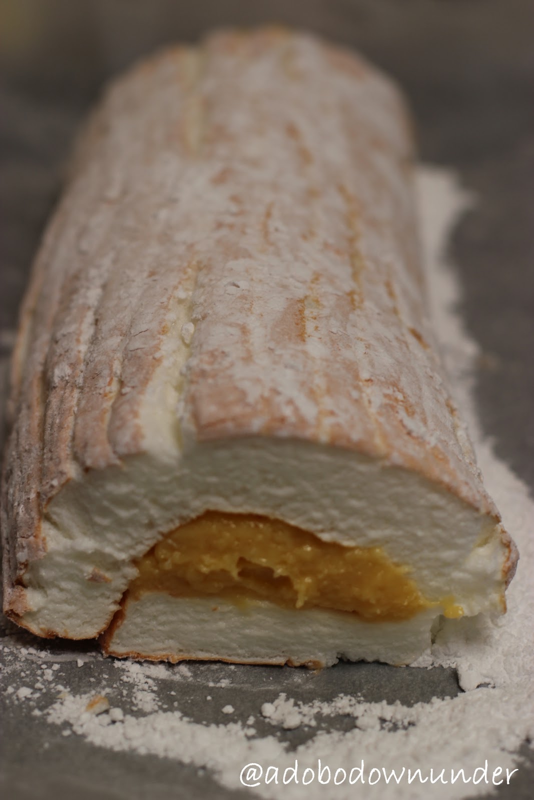 adobo down under: Brazo de Mercedes (Rolled meringue cake with custard ...