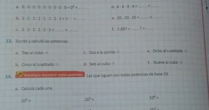 SÉPTIMO GRADO: A TRABAJAR CON NUEVAS OPERACIONES: POTENCIACIÓN Y ...