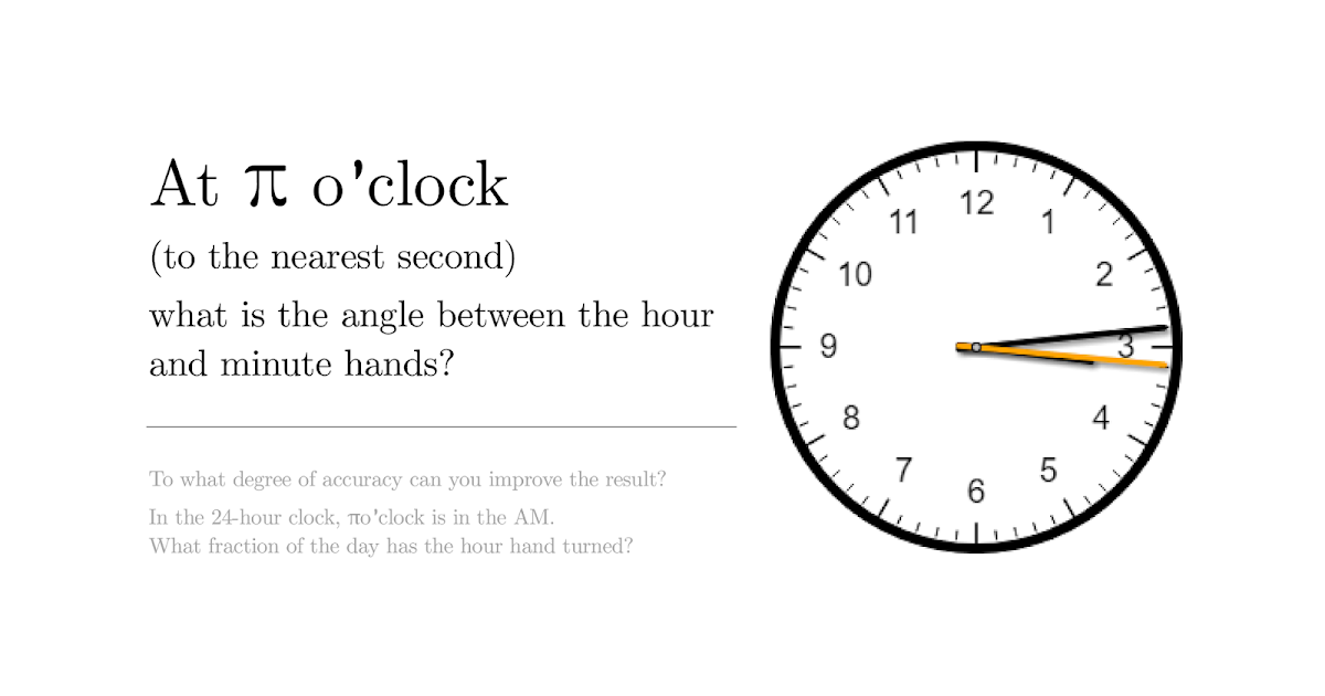 Maths Ed Ideas: Problem... It's π O'Clock