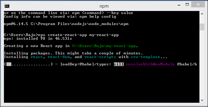 How to run first react app of react.js/single page application?