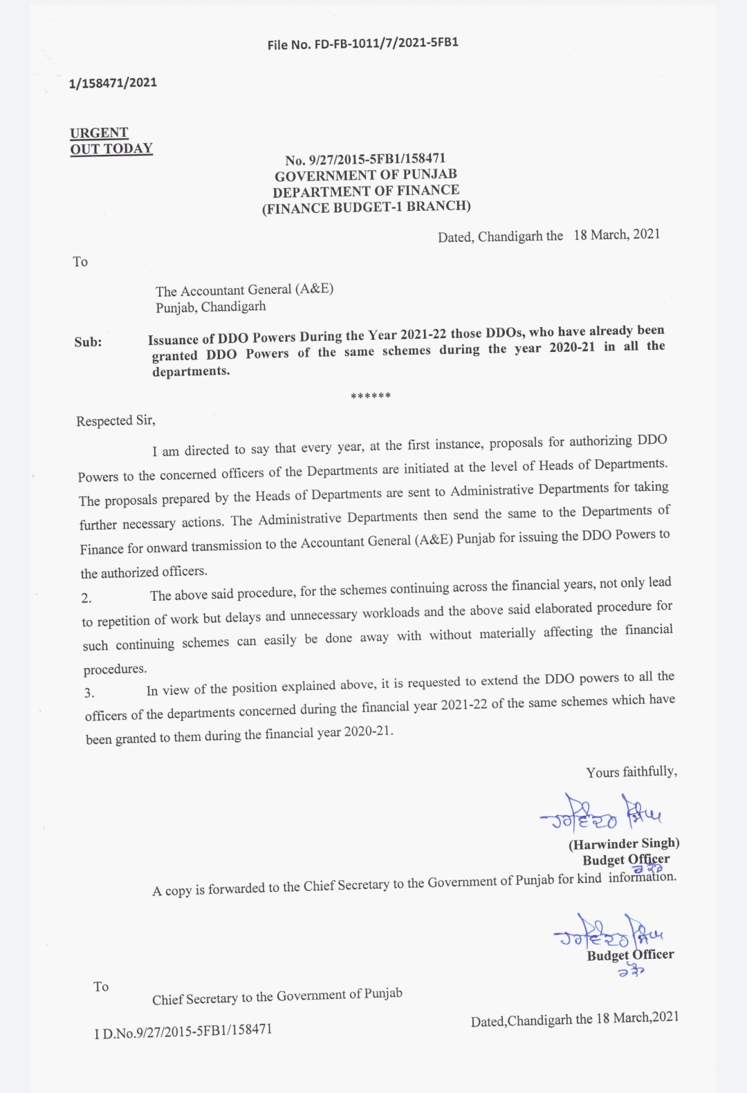 PUNJAB NEWS ONLINE: Punjab government issue DDO Powers for all departments