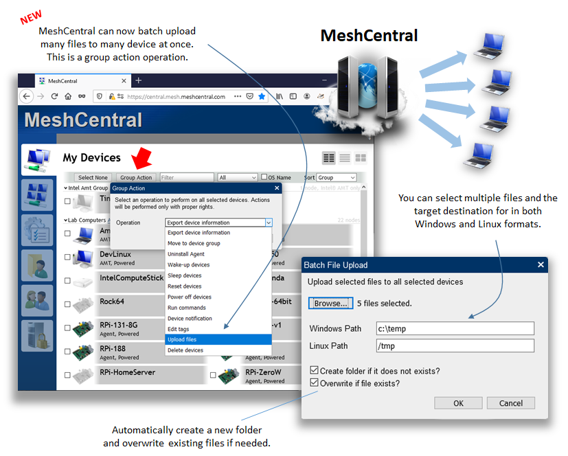 MeshCentral - Multi-Upload, Live CPU, File Search, Geo Keyboards