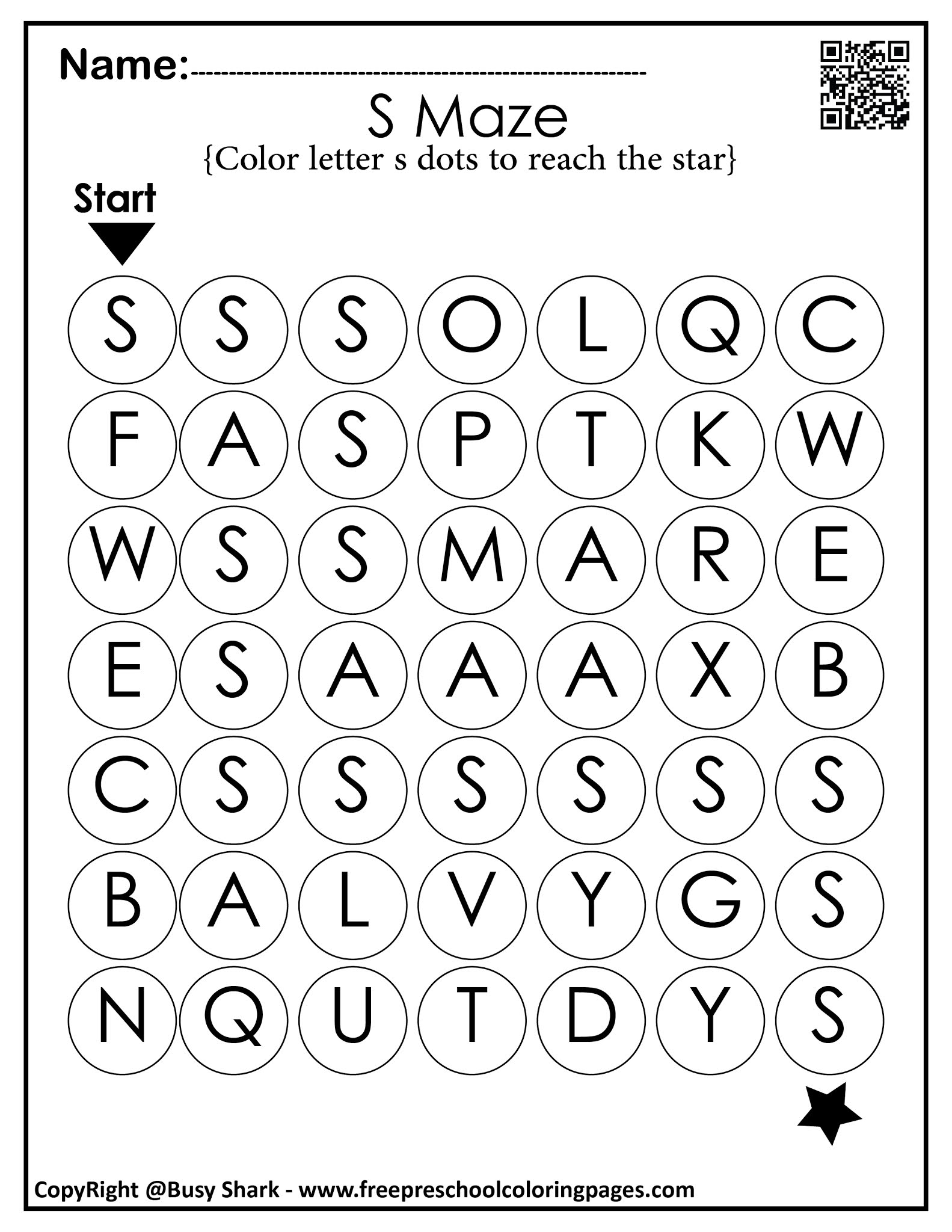 Letter S "10 free Dot Markers coloring pages"
