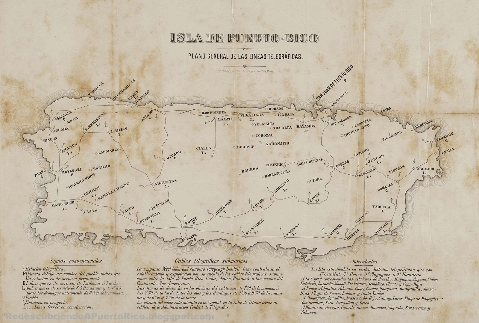 Plano general de las líneas telegráficas y notas sobre los comienzos ...