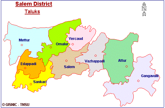 Salem District Taluks Map ~ சேலம் தகவல்கள்