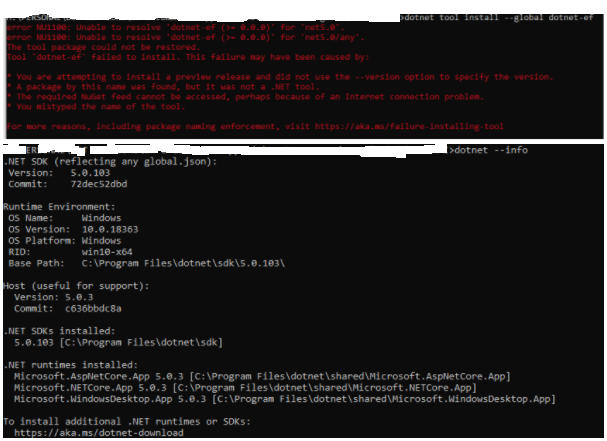 Tool Dotnet Ef Failed To Install Dotnet Core