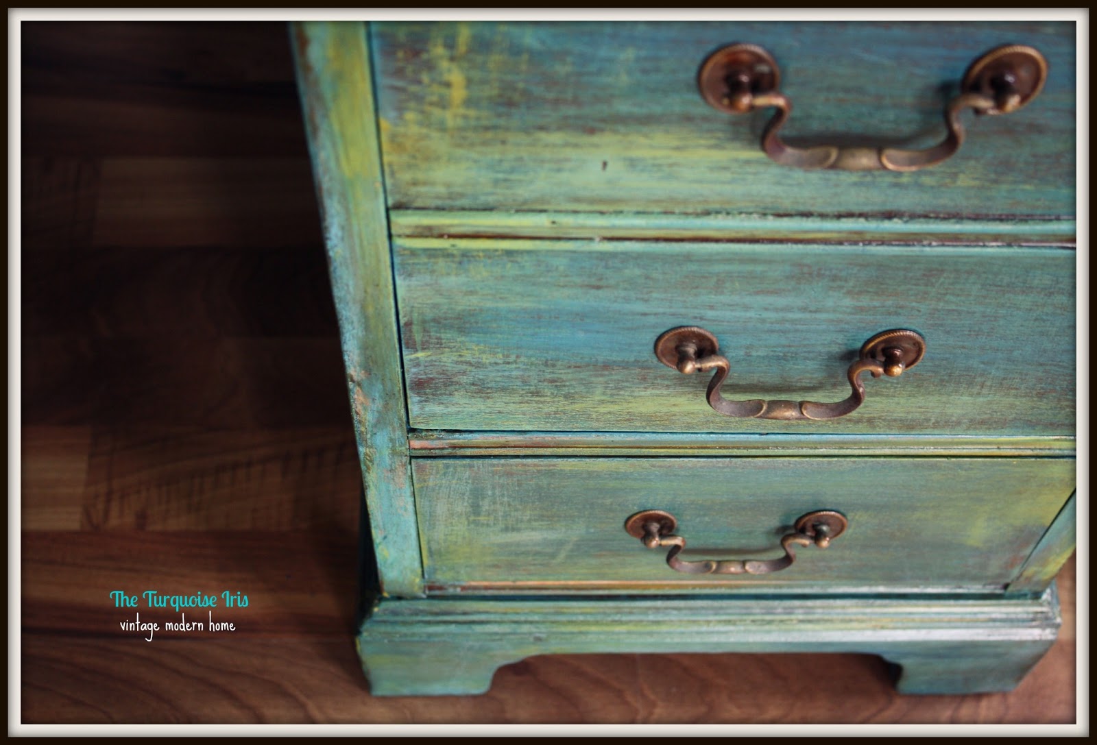 The Turquoise Iris ~ Furniture & Art: Teal Distressed Antique Desk with ...
