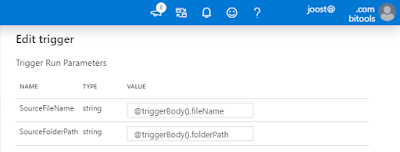 Microsoft BI Tools: Azure Data Factory - Parameters event based triggers