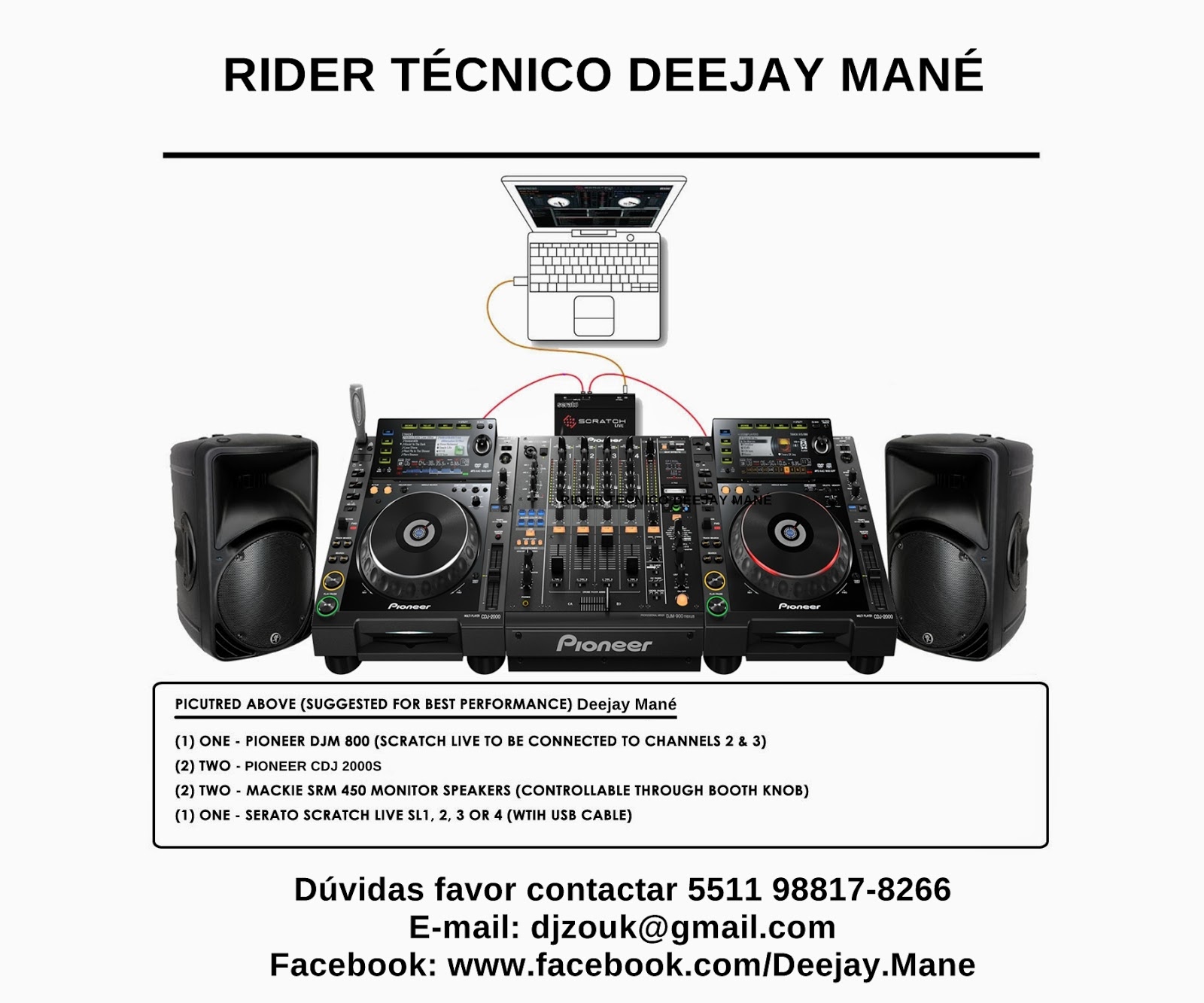 Dj Mané : Rider Técnico Dj Mané