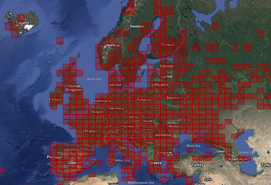 M0BEW -- M4T --: Band maps of worked squares. FT8/4 @ M0BEW 15/01/2020
