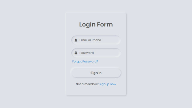 Neumorphism Login Form UI Design using HTML & CSS