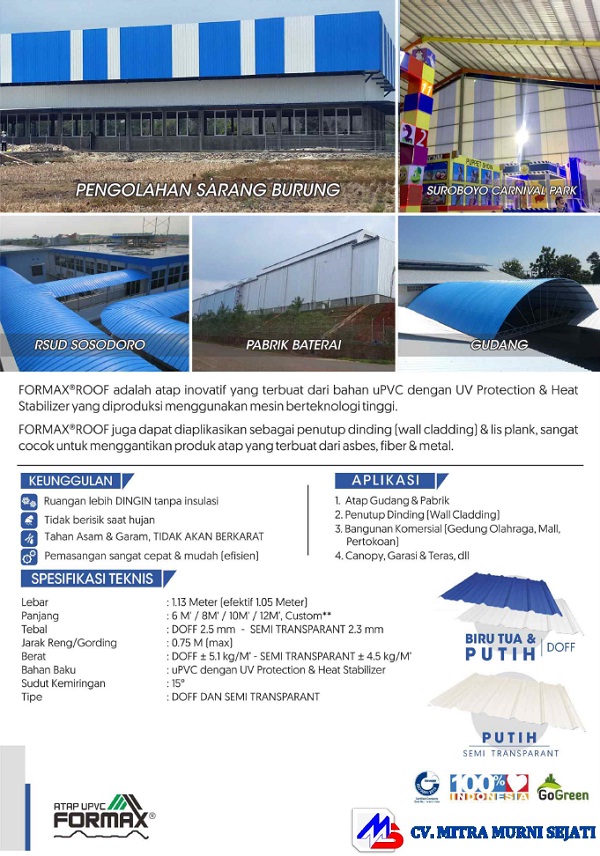 ATAP SKYROOF: ATAP UPVC FORMAX