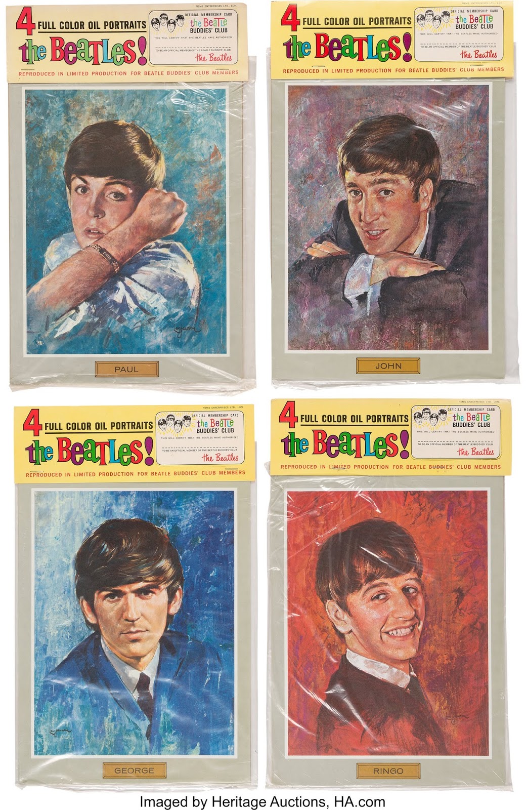 Vintage Beatles color portrait set