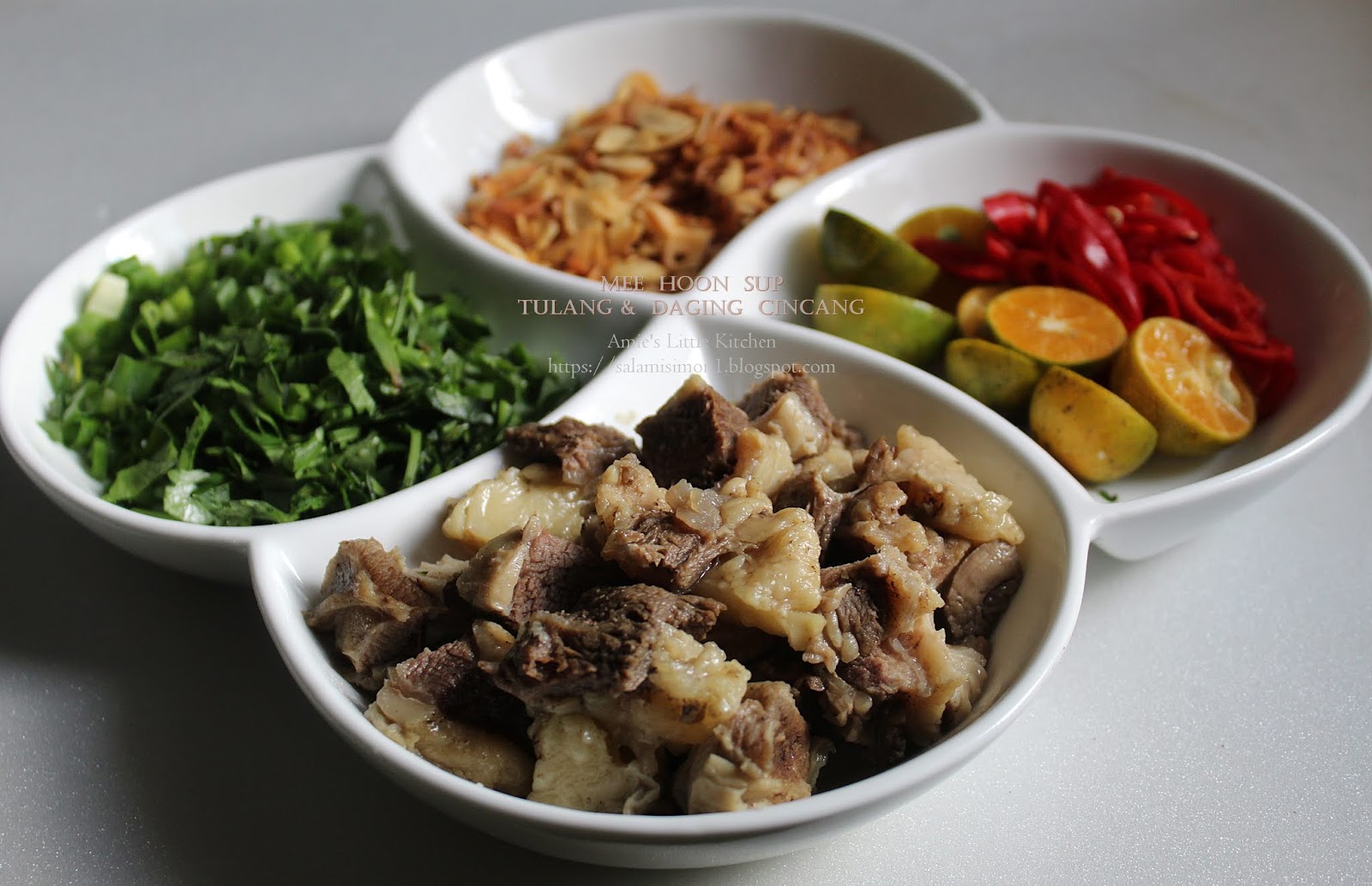 Mee Hoon Sup Tulang dengan Daging Cincang - Amie's Little Kitchen